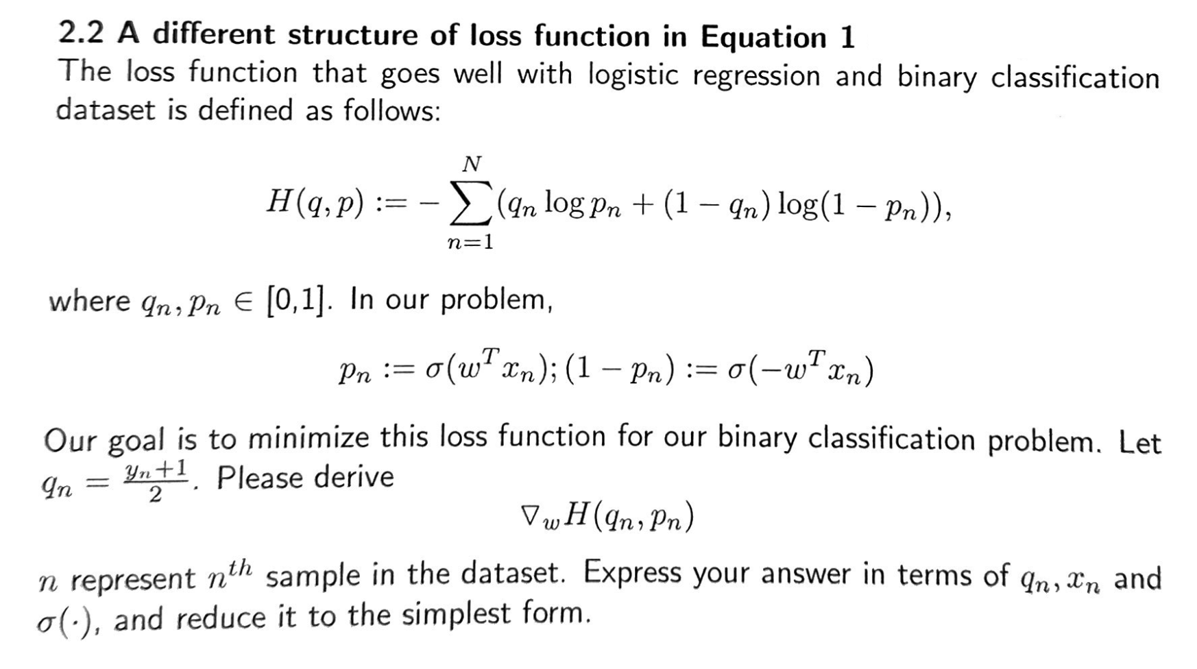 Solved 2.2 ﻿A different structure of loss function in | Chegg.com
