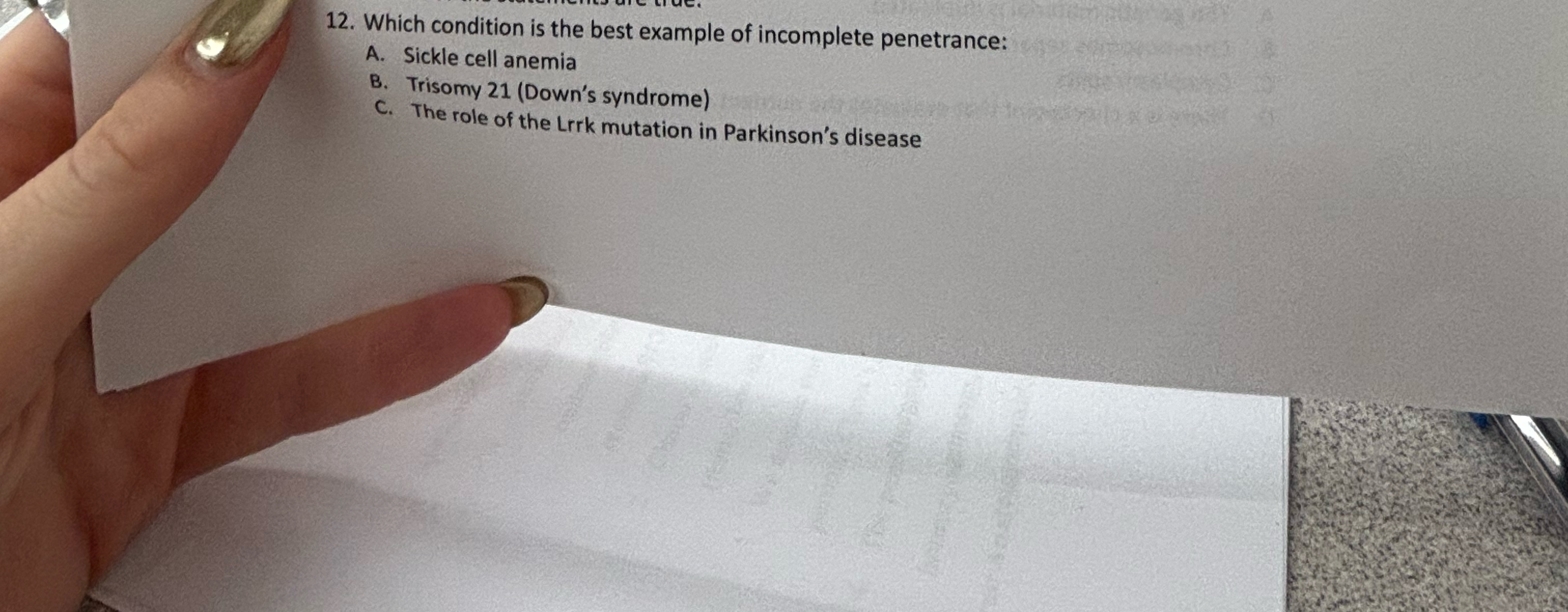 Solved Which condition is the best example of incomplete | Chegg.com