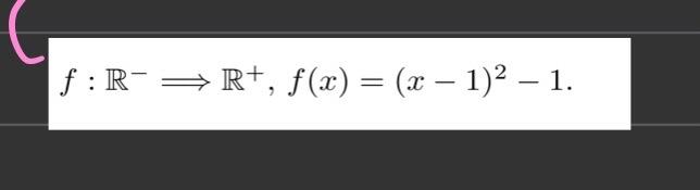 Solved f:R− R+,f(x)=(x−1)2−1 | Chegg.com