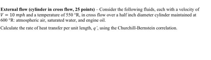 Solved External flow (cylinder in cross flow, 25 points) - | Chegg.com