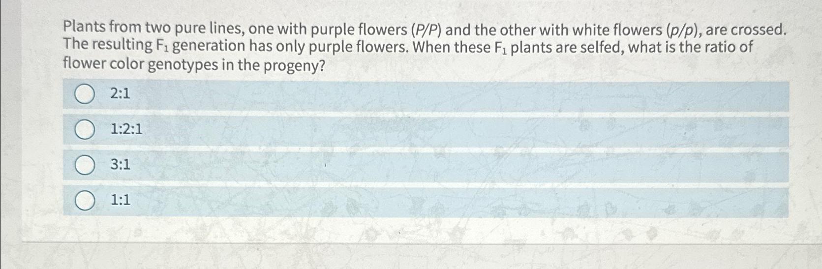 Solved Plants from two pure lines, one with purple flowers | Chegg.com