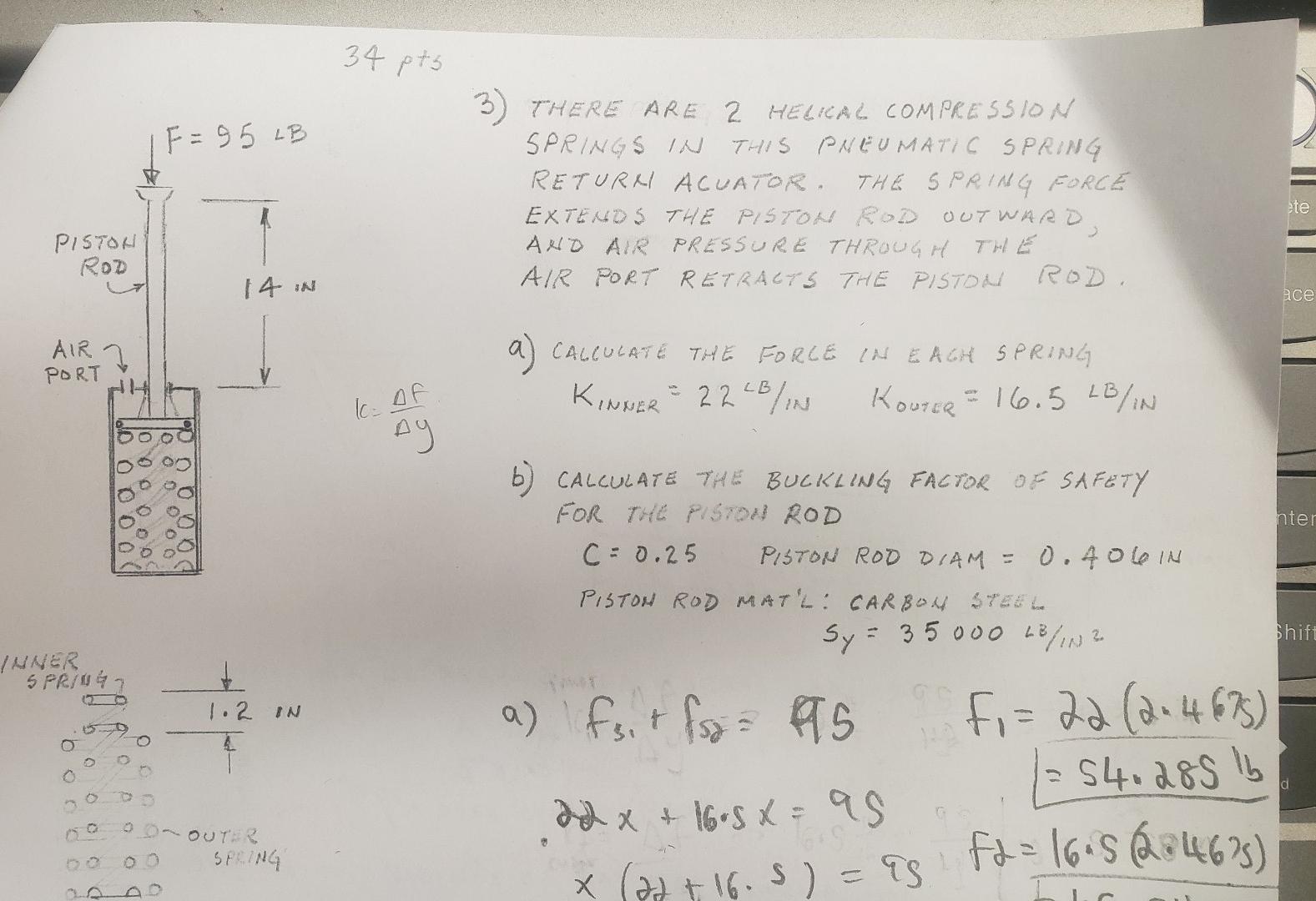 Solved 3) THERE ARE 2 HELICAL COMPRESSION SPRINGS IN THIS | Chegg.com