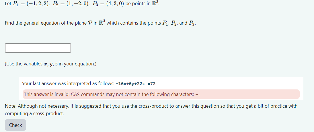 Solved This answer is invalid. CAS commands may not contain | Chegg.com