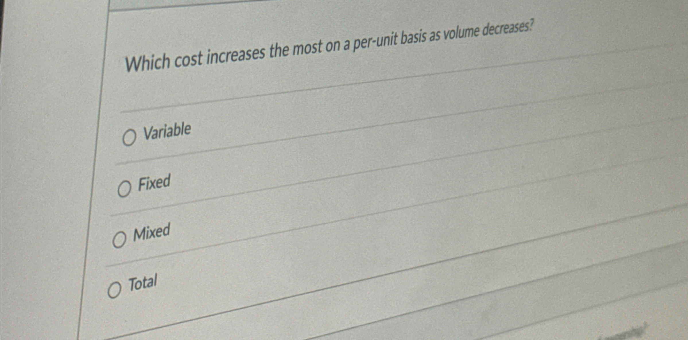 Solved Which cost increases the most on a per-unit basis as | Chegg.com