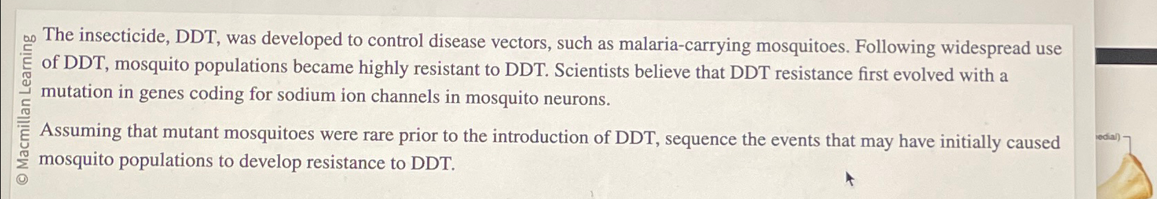 Solved The insecticide, DDT, ﻿was developed to control | Chegg.com