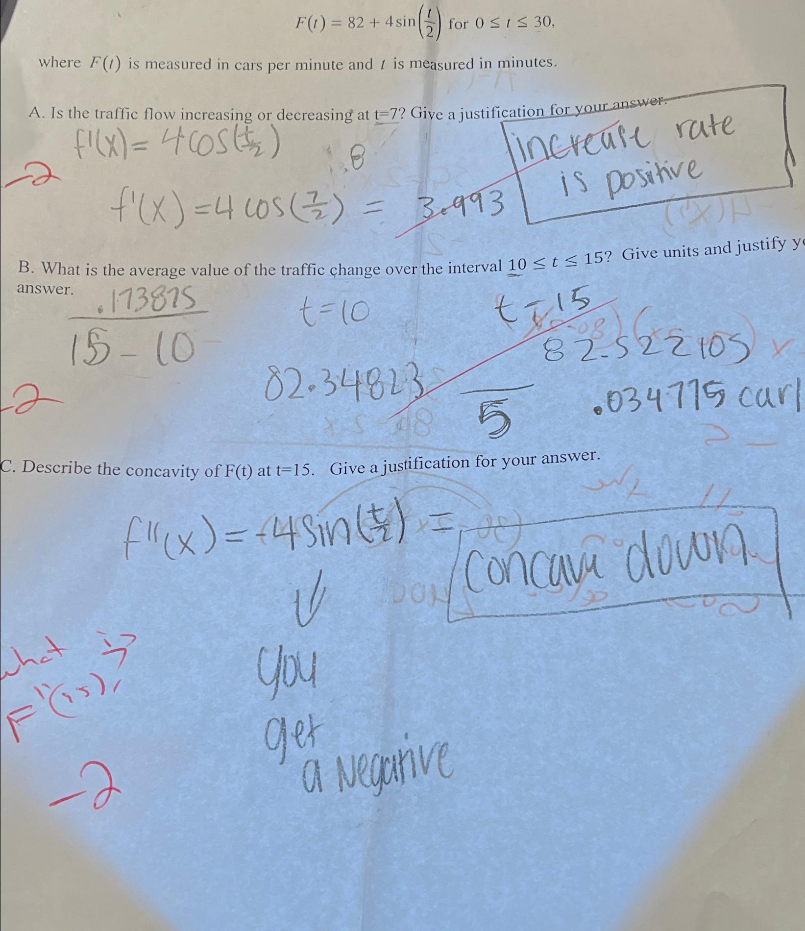 Solved F(t)=82+4sin(t2) ﻿for 0≤t≤30,Describe the concaitit | Chegg.com