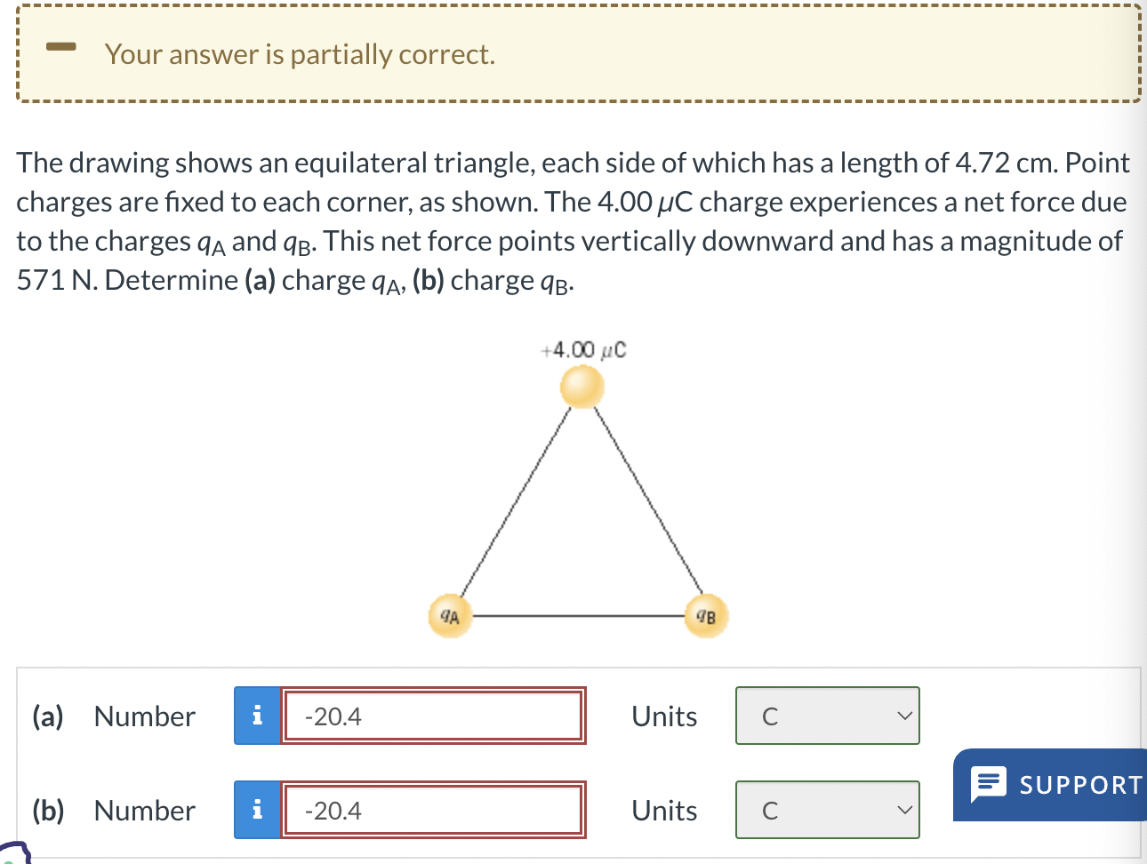 Solved The drawing shows an equilateral triangle, each side | Chegg.com