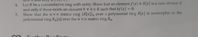 Solved Let R ﻿be a commutative ring with unity. Show that an | Chegg.com