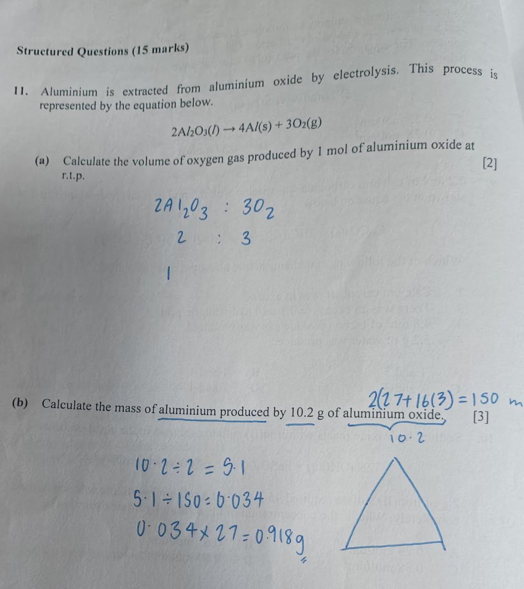 Solved Structured Questions (15 marks) 11. Aluminium is | Chegg.com