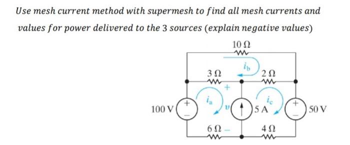 Solved Use mesh current method with supermesh to find all | Chegg.com