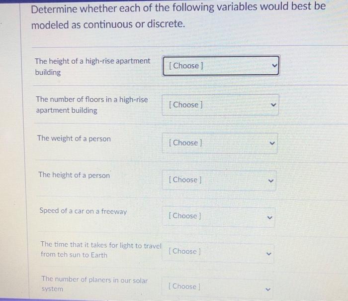 Solved Determine whether each of the following variables | Chegg.com