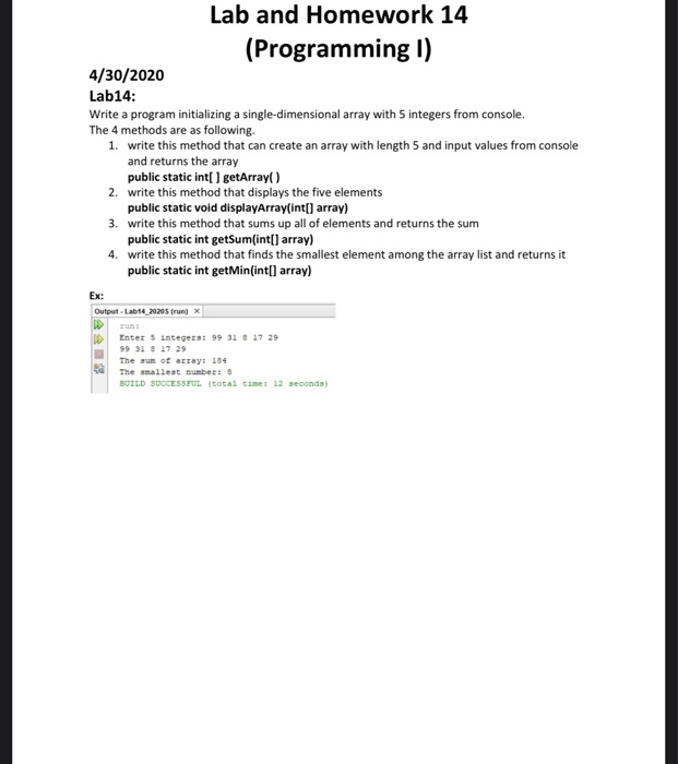 Solved Lab and Homework 14 (Programming 1) 4/30/2020 Lab14: | Chegg.com