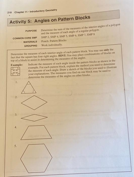 Solved 218 Chapter 11 - Introductory Geometry Activity 5: | Chegg.com