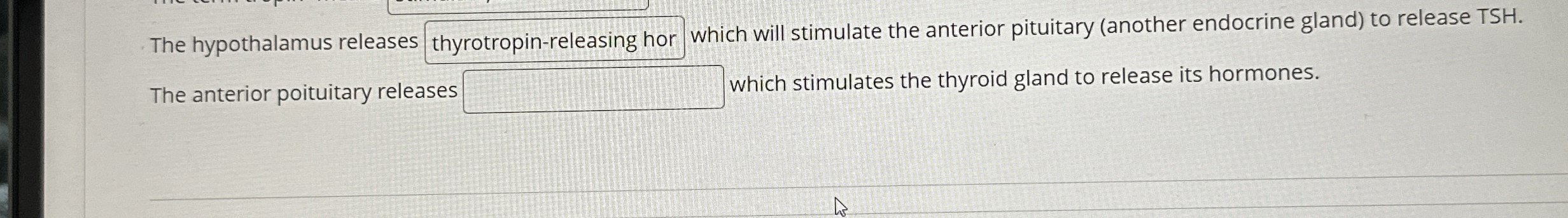 Solved The hypothalamus releases thyrotropin-releasing hor | Chegg.com