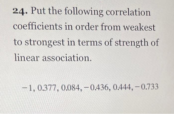 24. Put the following correlation coefficients in | Chegg.com