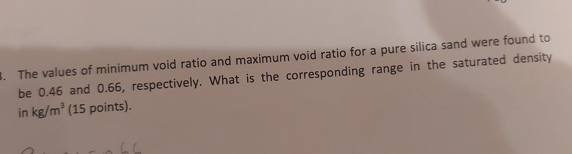 Solved The values of minimum void ratio and maximum void | Chegg.com