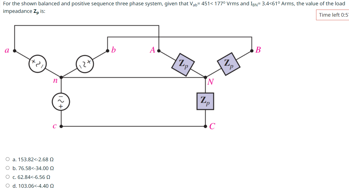 Solved For the shown balanced and positive sequence three | Chegg.com