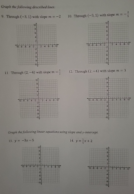 Graph the following described lines.9. ﻿Through | Chegg.com
