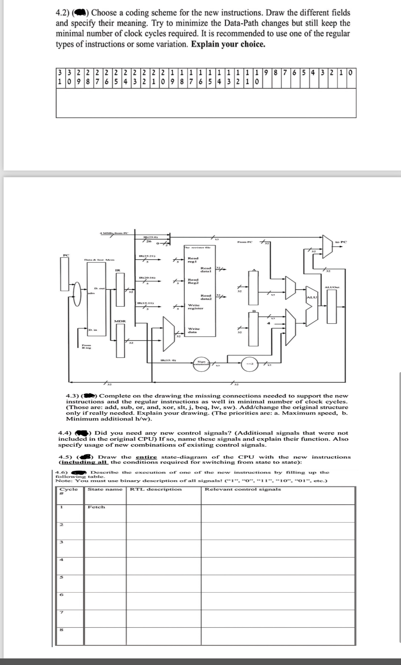 Solved 4.2) ﻿Choose a coding scheme for the new | Chegg.com