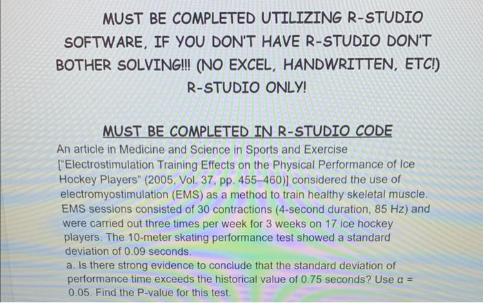 Solved MUST BE COMPLETED UTILIZING R-STUDIO SOFTWARE, IF YOU | Chegg.com