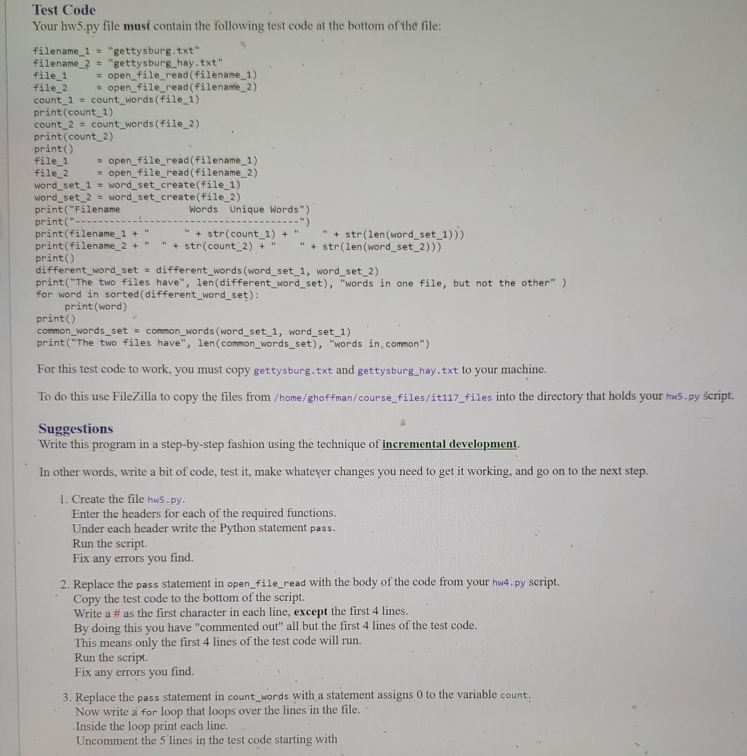 Solved python3 Homework assignment what the gettysburg_hay | Chegg.com