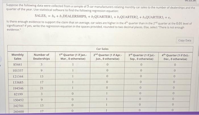Solved Suppose the following data were collected from a | Chegg.com
