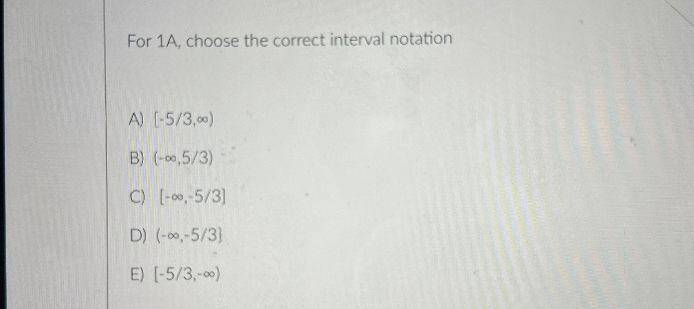 Solved For 1A, ﻿choose the correct interval | Chegg.com