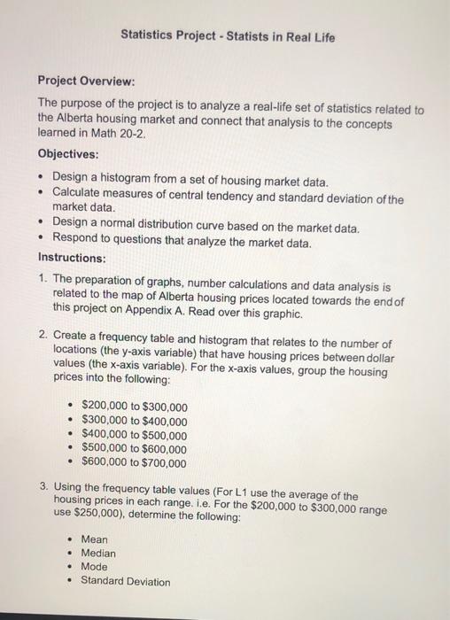 Solved Statistics Project - Statists in Real Life Project | Chegg.com
