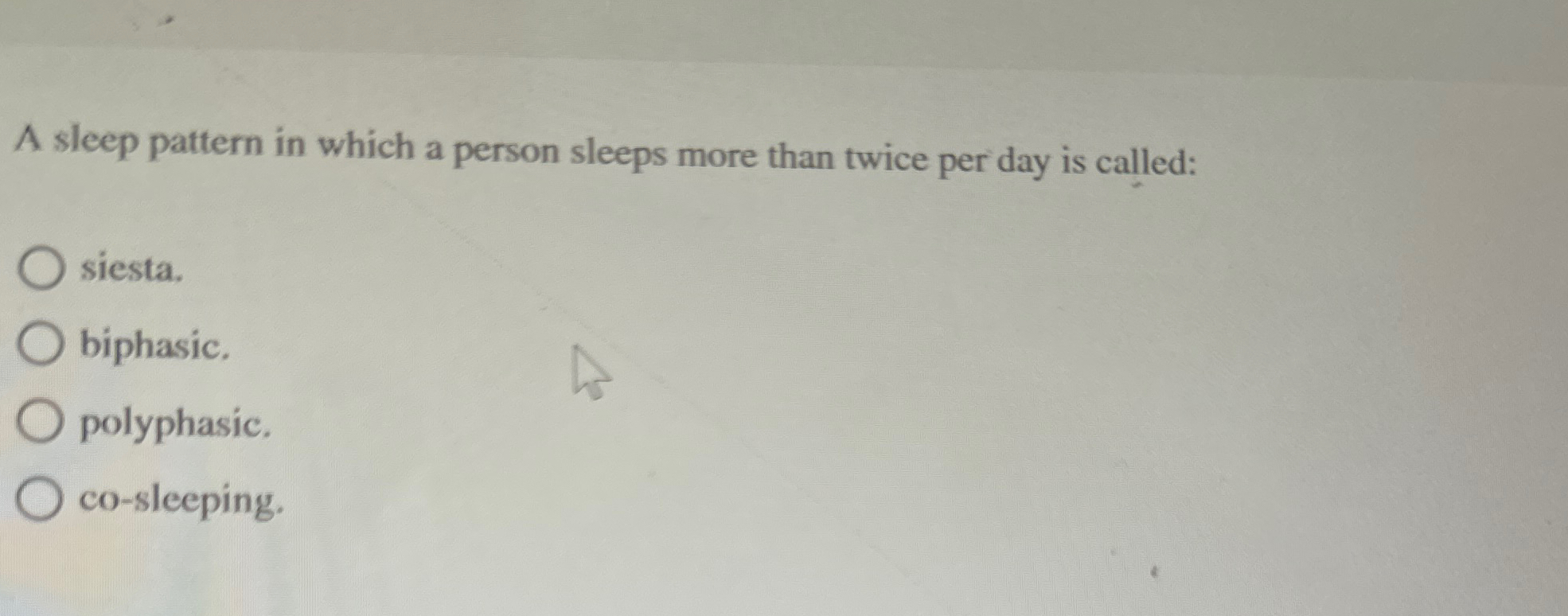 Solved A sleep pattern in which a person sleeps more than | Chegg.com