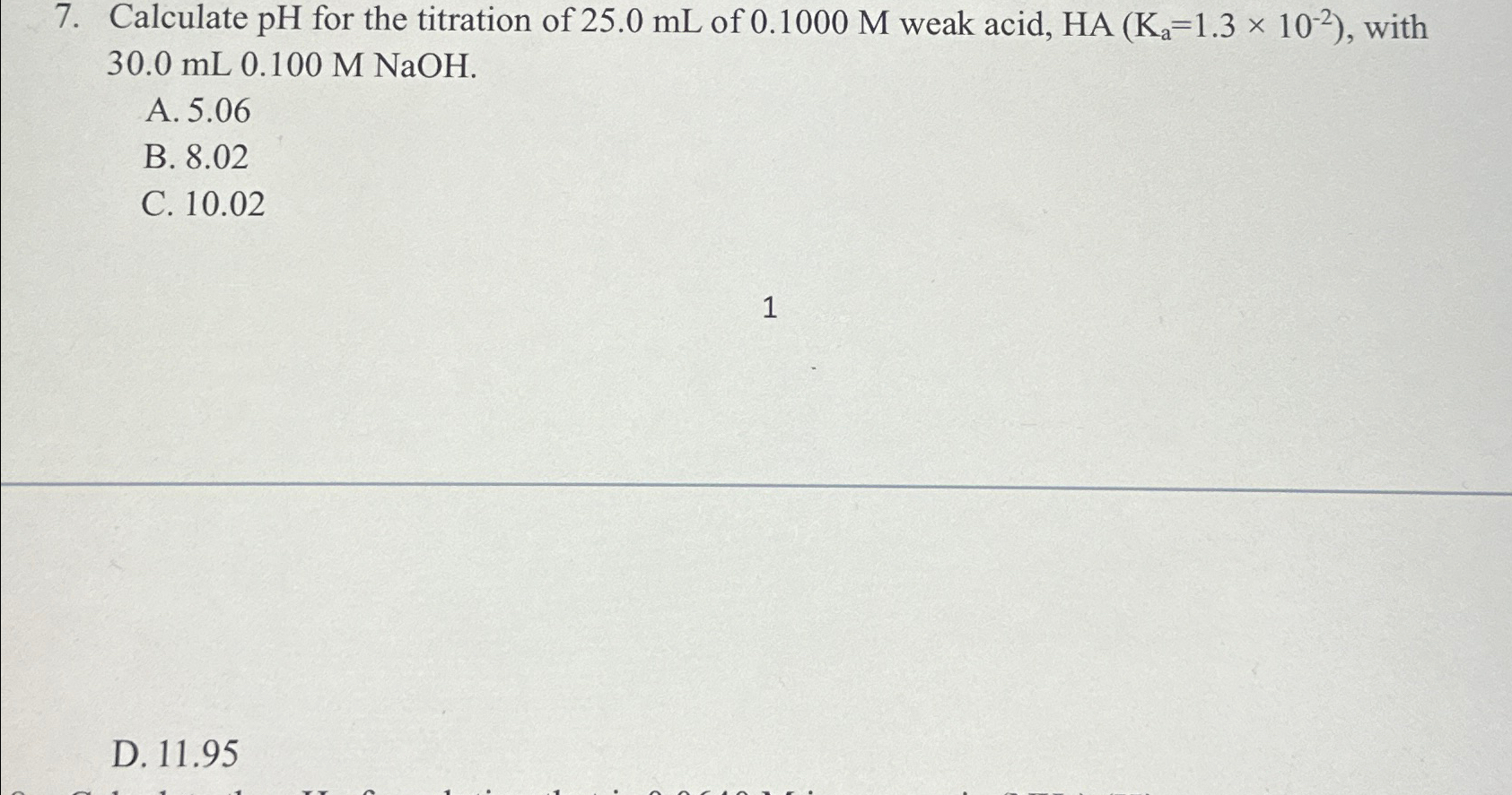 Solved Calculate pH ﻿for the titration of 25.0mL ﻿of 0.1000M | Chegg.com