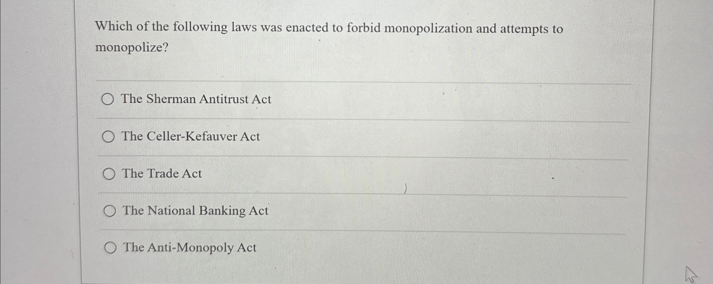 Solved Which of the following laws was enacted to forbid | Chegg.com
