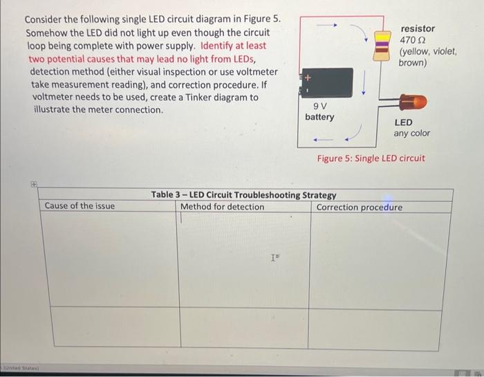 Solved Consider the following single LED circuit diagram in | Chegg.com