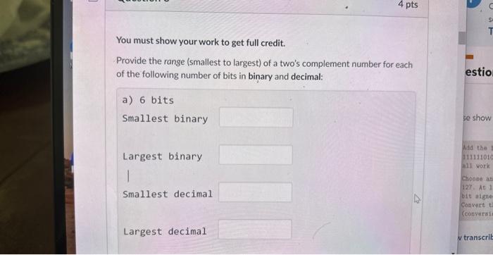 Solved You must show your work to get full credit. Provide | Chegg.com