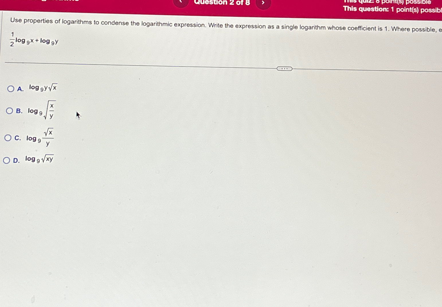 Solved Use properties of logarithms to condense the | Chegg.com