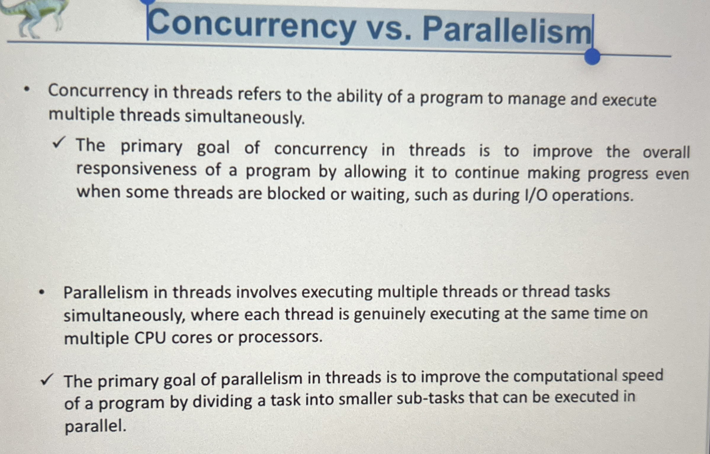 Solved Concurrency vs. ﻿ParallelismConcurrency in threads | Chegg.com
