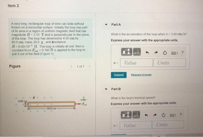 Solved Item 2 Part A A very long rectangular loop of wire | Chegg.com
