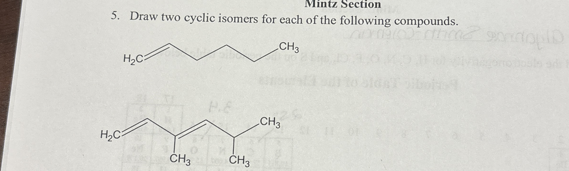 Solved Mintz SectionDraw two cyclic isomers for each of the | Chegg.com