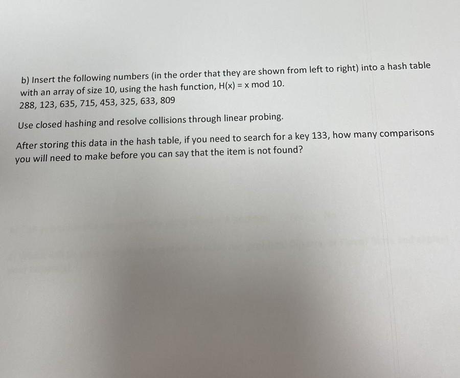 Solved b) Insert the following numbers (in the order that | Chegg.com