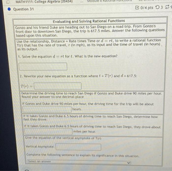 Solved Evaluating and Solving Rational Functions nzo and his | Chegg.com