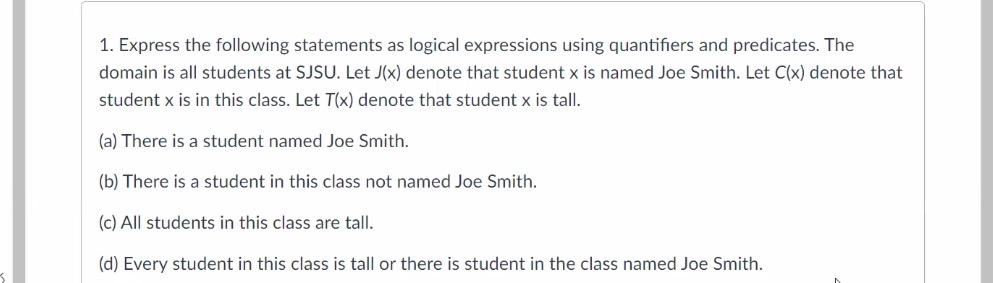 Solved Express the following statements as logical | Chegg.com