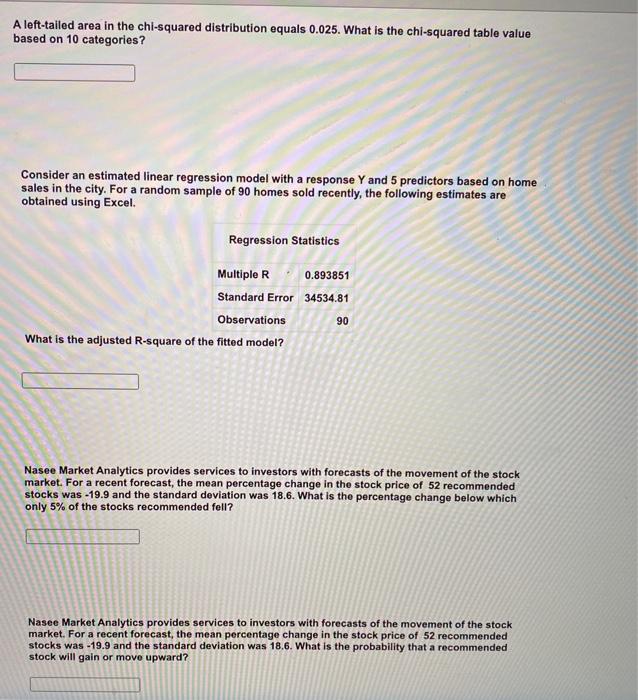 Solved A left-tailed area in the chi-squared distribution | Chegg.com