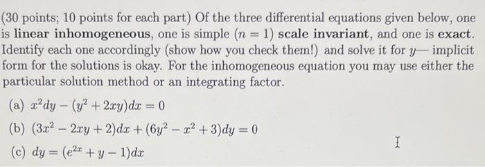 Solved (30 points; 10 points for each part) Of the three | Chegg.com