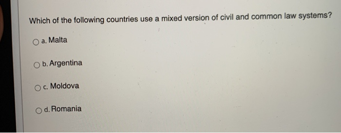 Solved Which of the following countries use a mixed version | Chegg.com