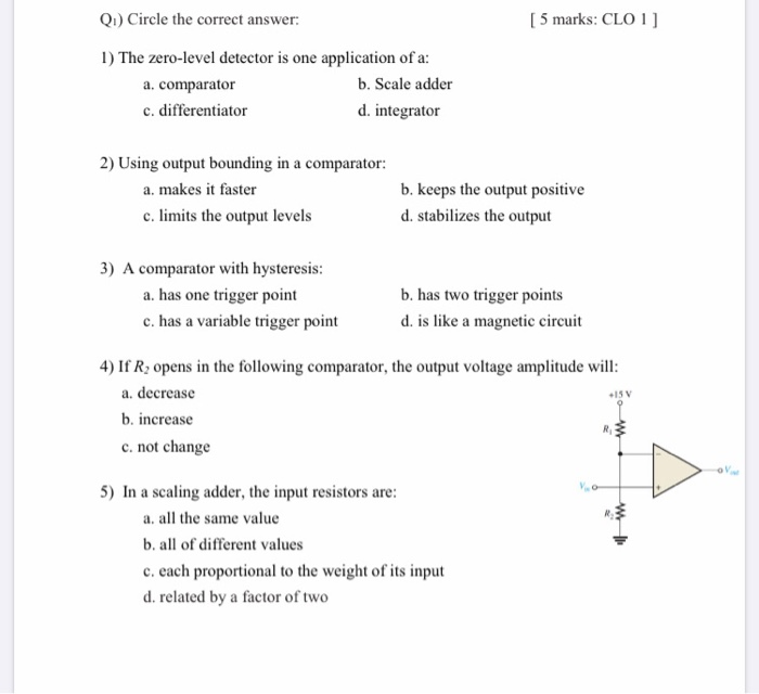Solved Q.) Circle the correct answer: [ 5 marks: CLO 1] 1) | Chegg.com