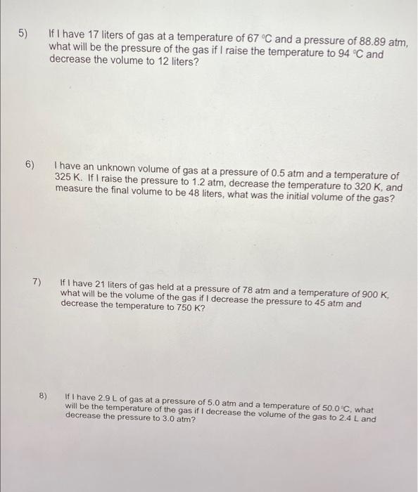 Solved Combined Gas Law Worksheet Boyle's Law and Charles' | Chegg.com