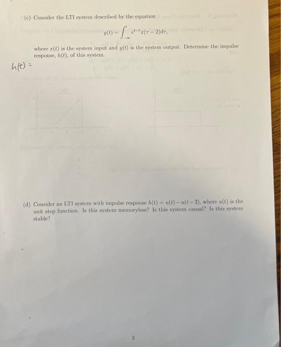 Solved (c) Consider the LTI system described by the equation | Chegg.com