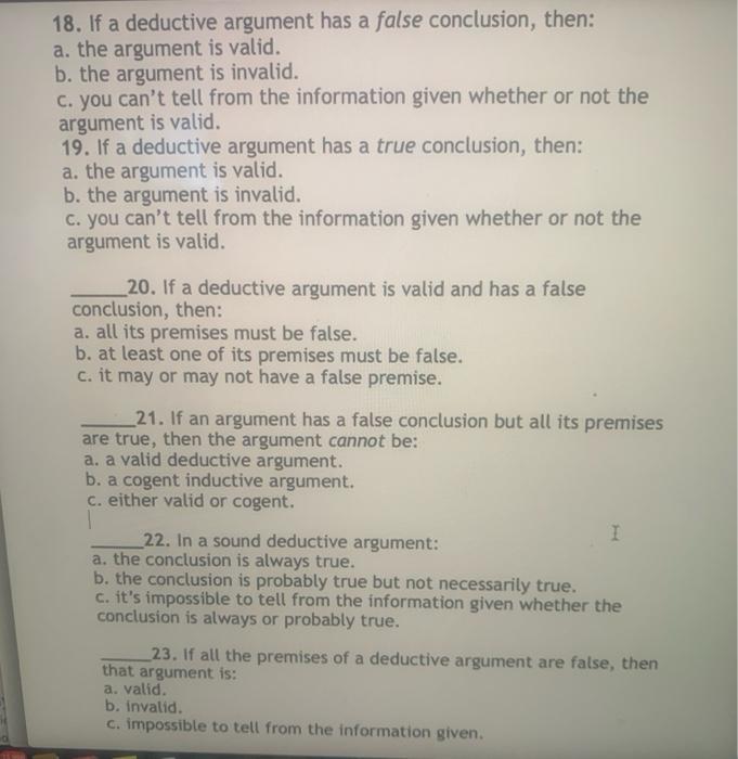 Solved for each of the following choose which of the | Chegg.com