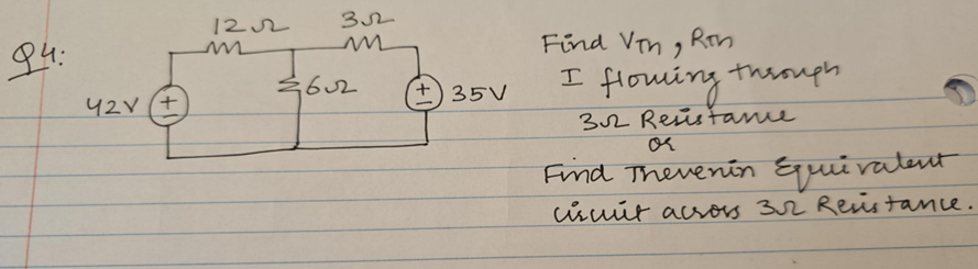 Solved Q4:Find VTh, ﻿RThI flowing throuph3Ω | Chegg.com