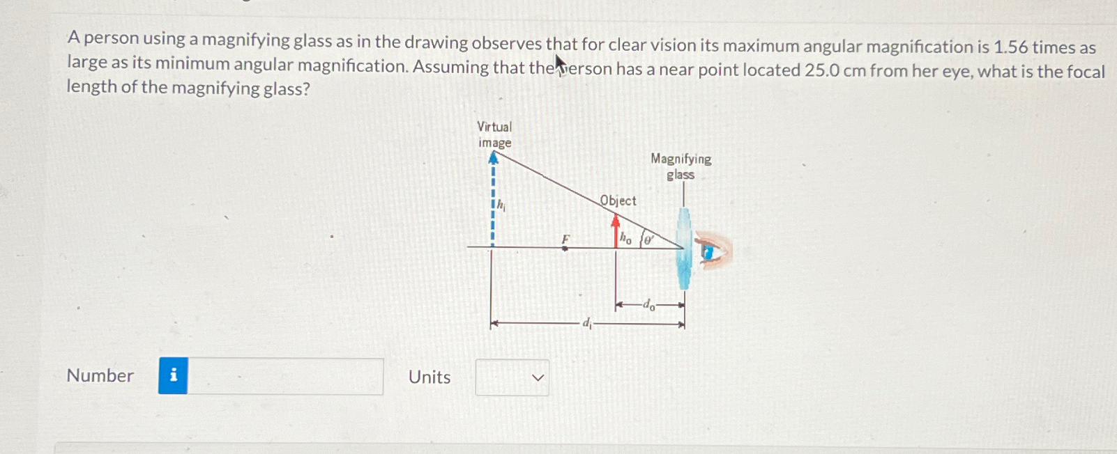 Solved A person using a magnifying glass as in the drawing | Chegg.com