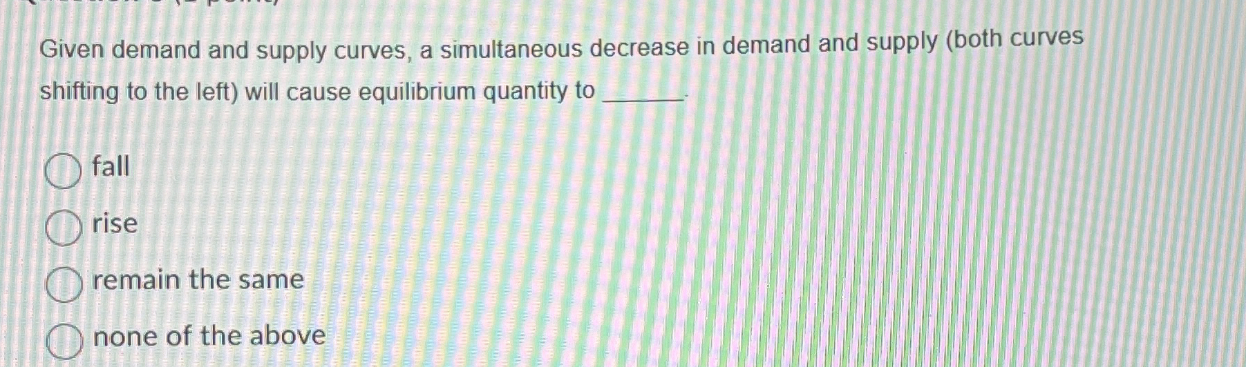 Solved Given demand and supply curves, a simultaneous | Chegg.com